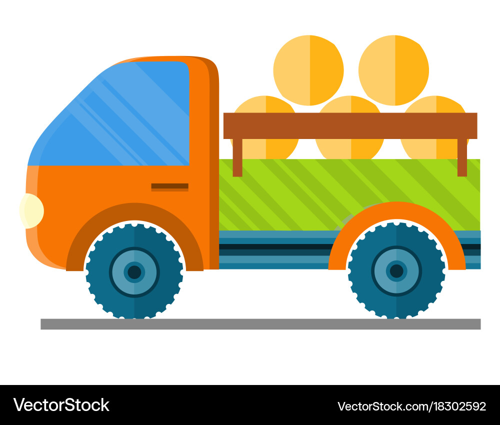 Car carrying hay in a trailer Royalty Free Vector Image