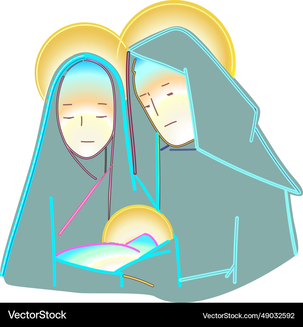 Holy family nativity scene Royalty Free Vector Image