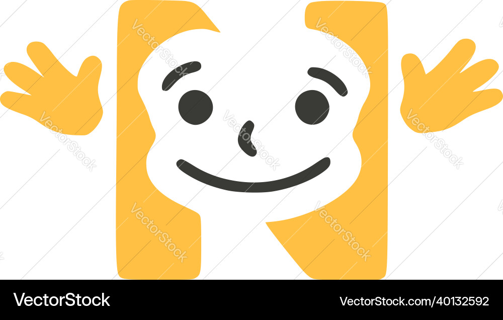Letter n funny character with hands isolated Vector Image