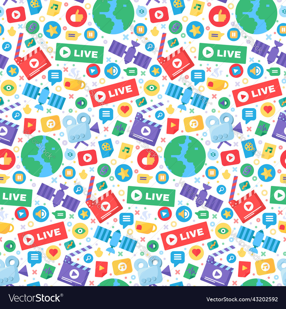 Live stream producing seamless pattern Royalty Free Vector