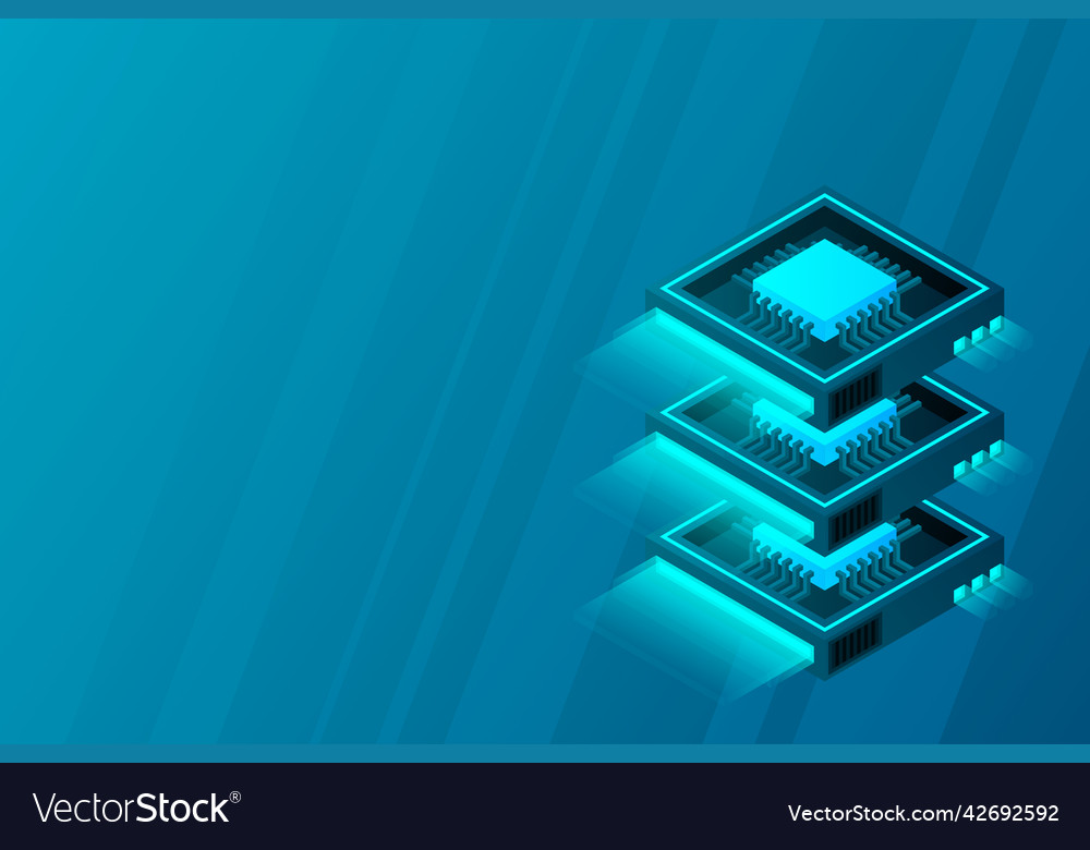 Quantum computer large data processing server Vector Image