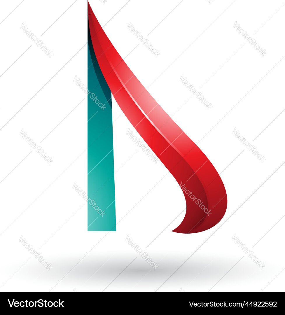 Red and green embossed arrow-like letter d Vector Image