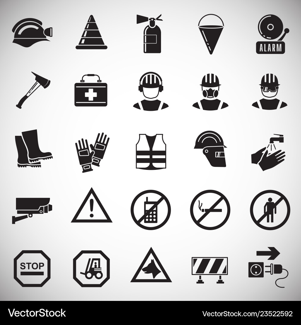 Safety icons on white background for graphic Vector Image