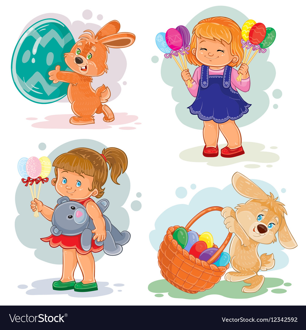 Set clip art with young children Royalty Free Vector Image