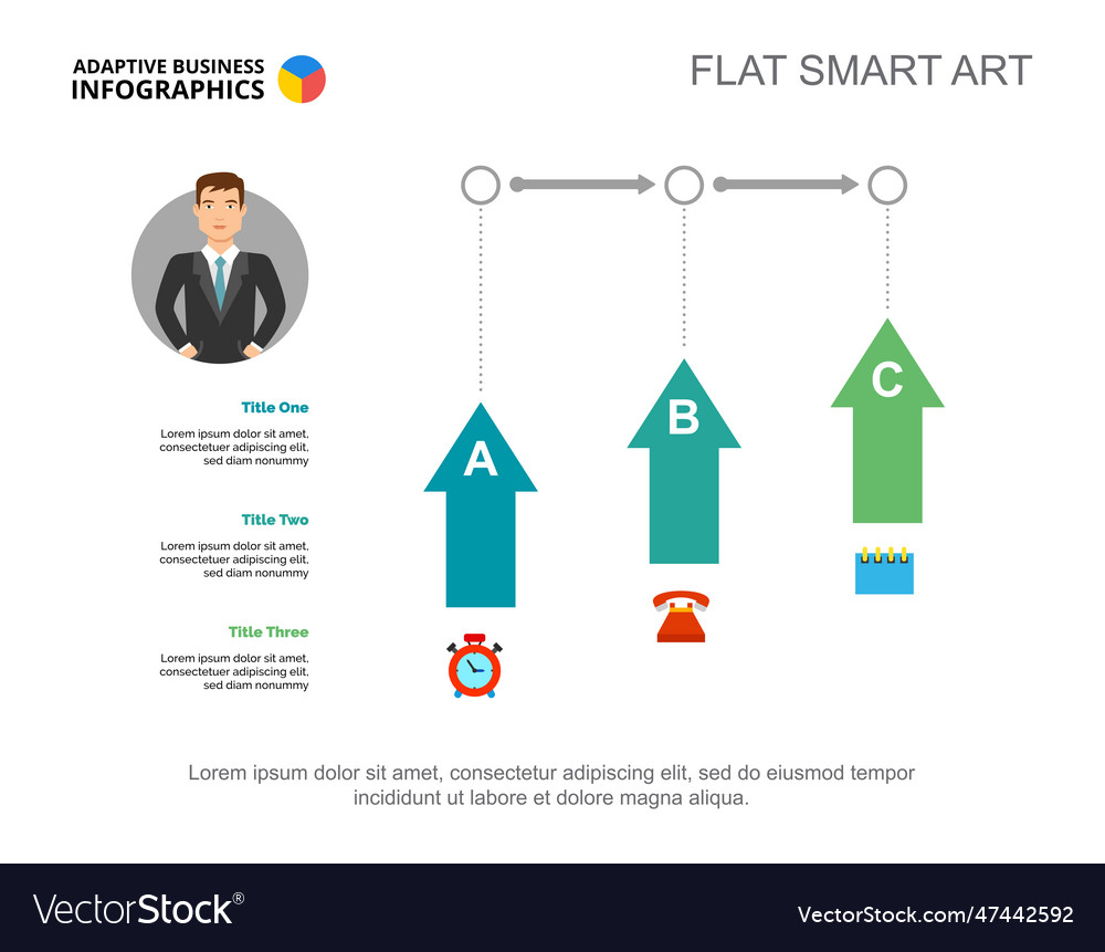 Three arrows plan slide template Royalty Free Vector Image