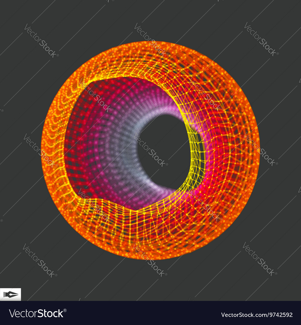 Wireframe object with lines and dots abstract 3d Vector Image
