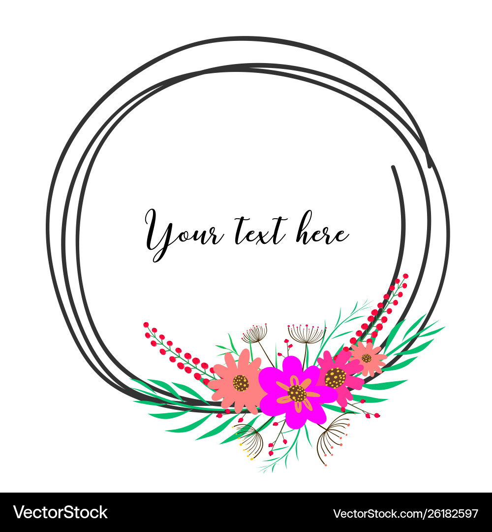 Beautiful round frames with flower for decoration Vector Image