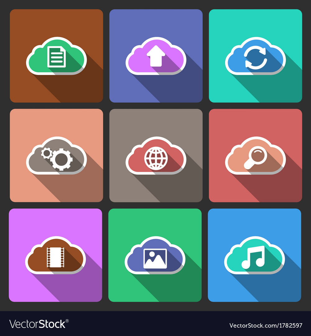 Cloud ui layout icons squared shadows Royalty Free Vector