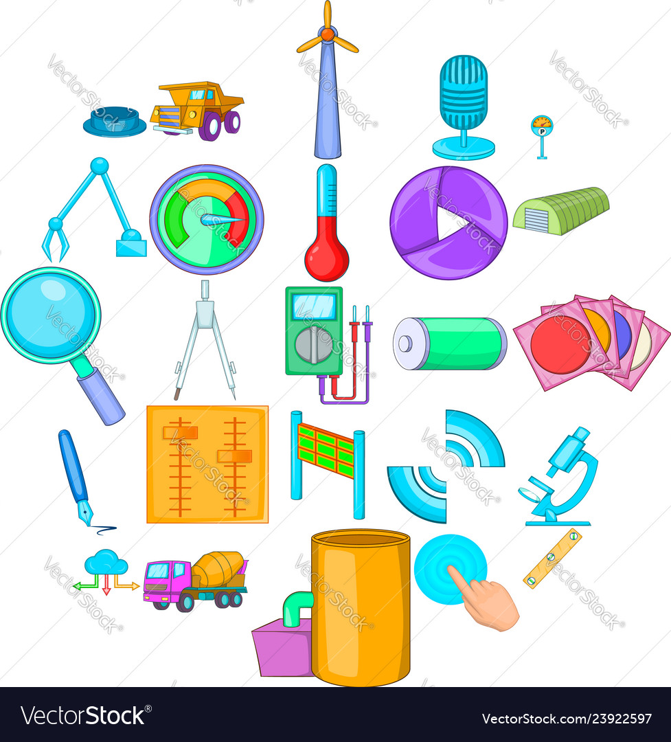 Engineering system icons set cartoon style Vector Image