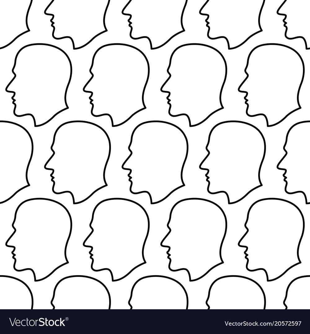 Human head contour pattern Royalty Free Vector Image