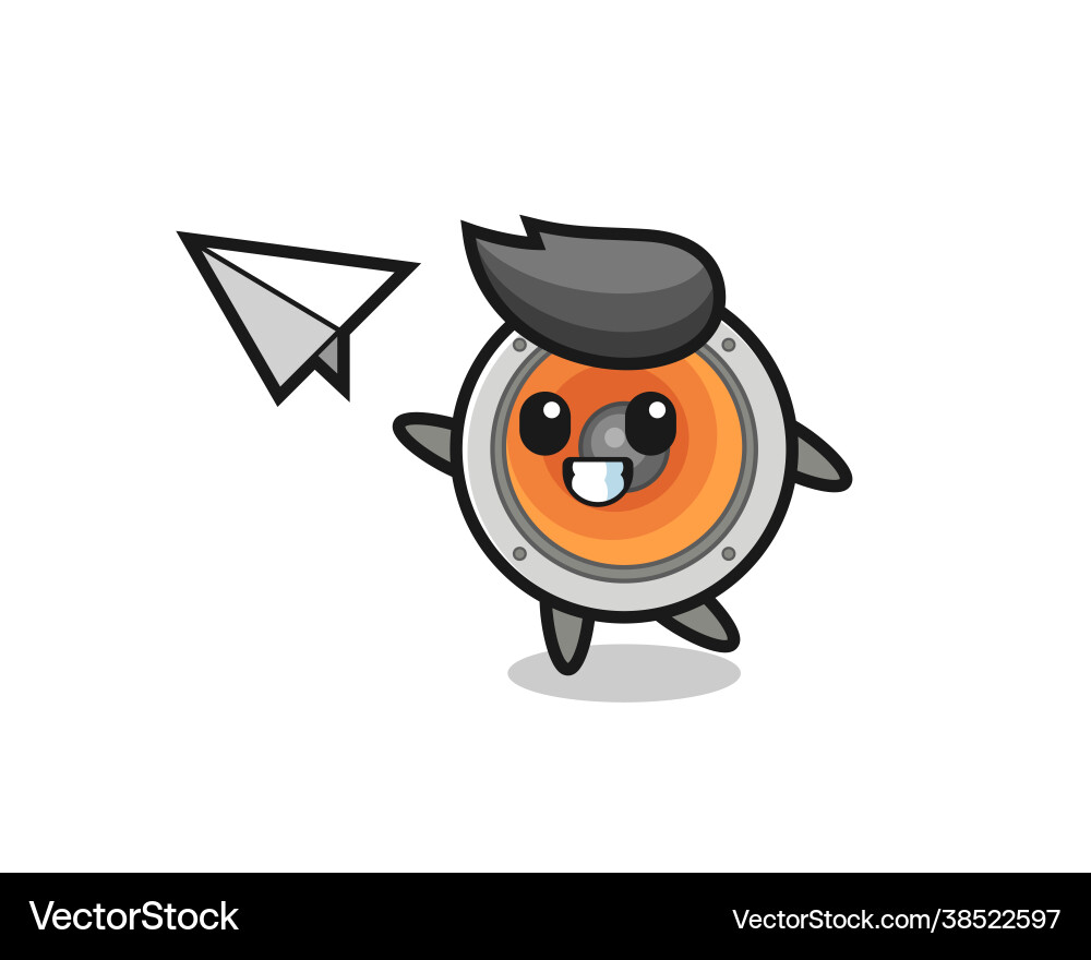 Loudspeaker cartoon character throwing paper Vector Image