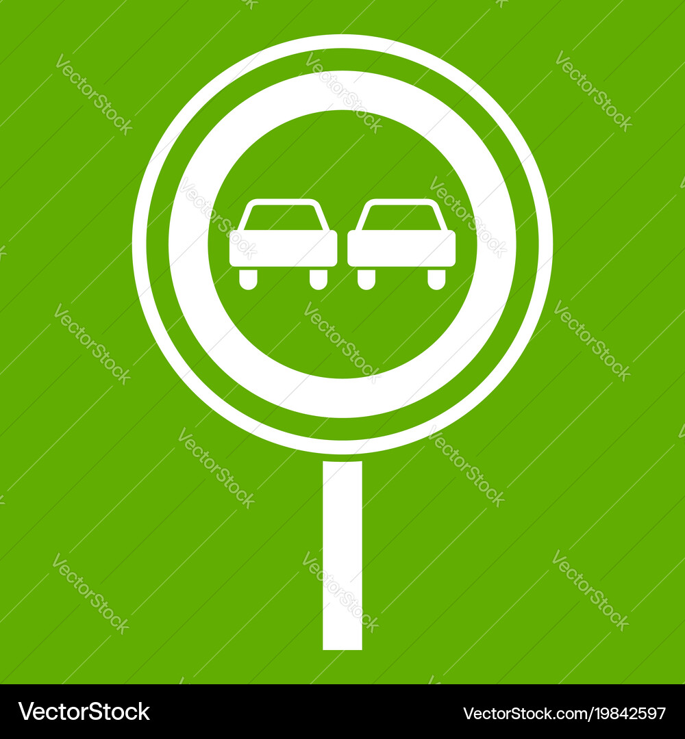 No overtaking sign icon green Royalty Free Vector Image