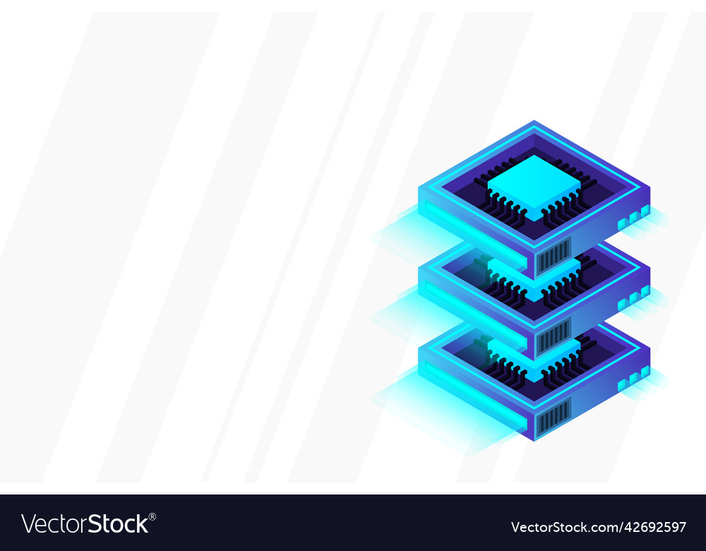Quantum computer large data processing server Vector Image