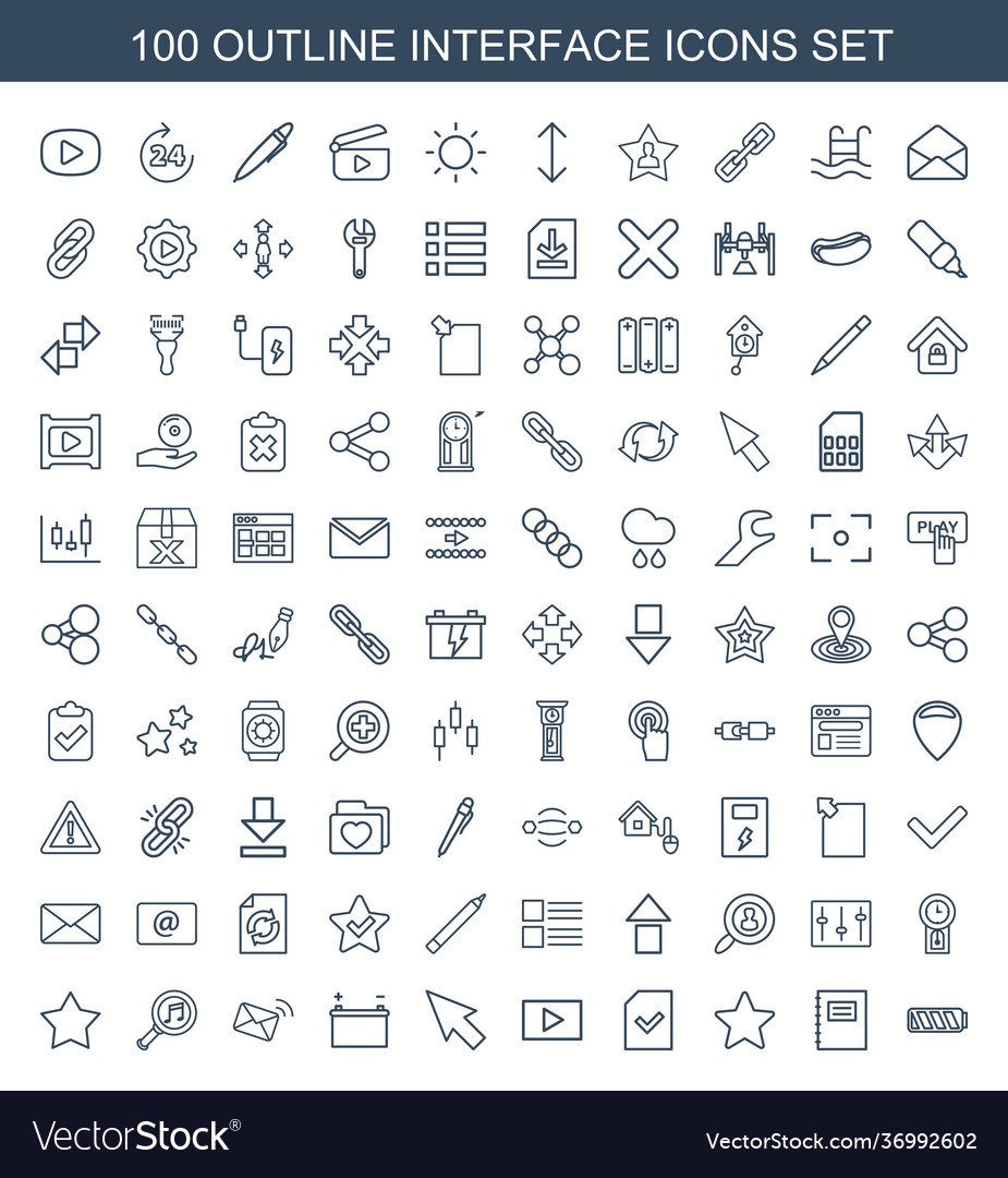 100 interface icons Royalty Free Vector Image - VectorStock