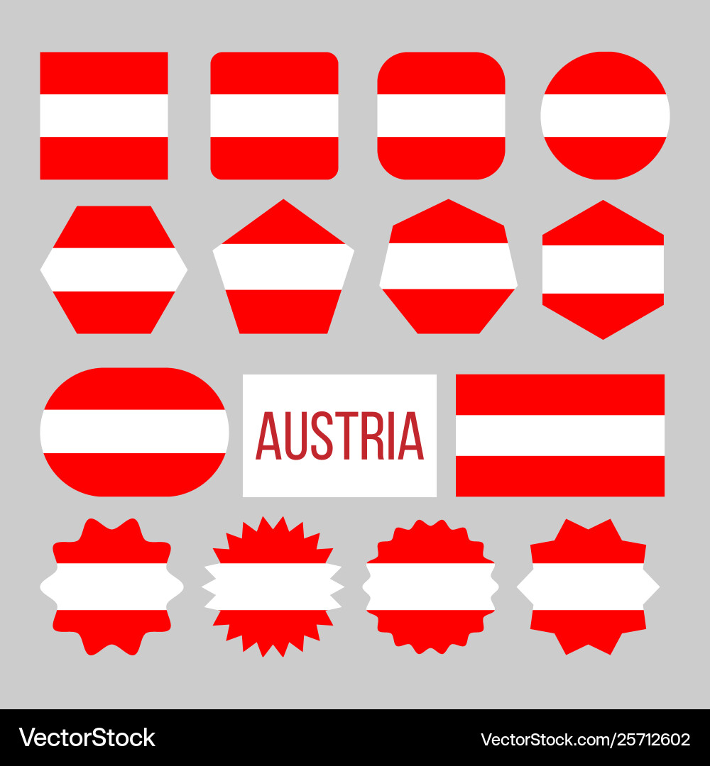 Austria flag collection figure icons set Vector Image
