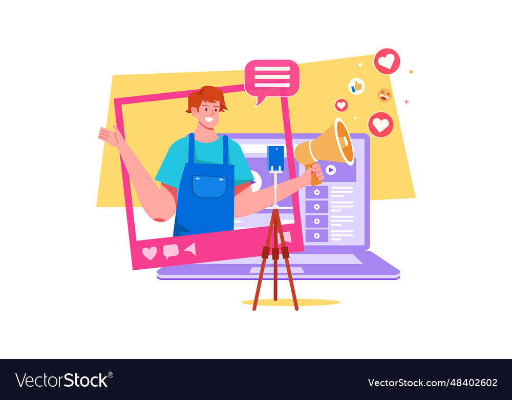Blogger creating content Royalty Free Vector Image