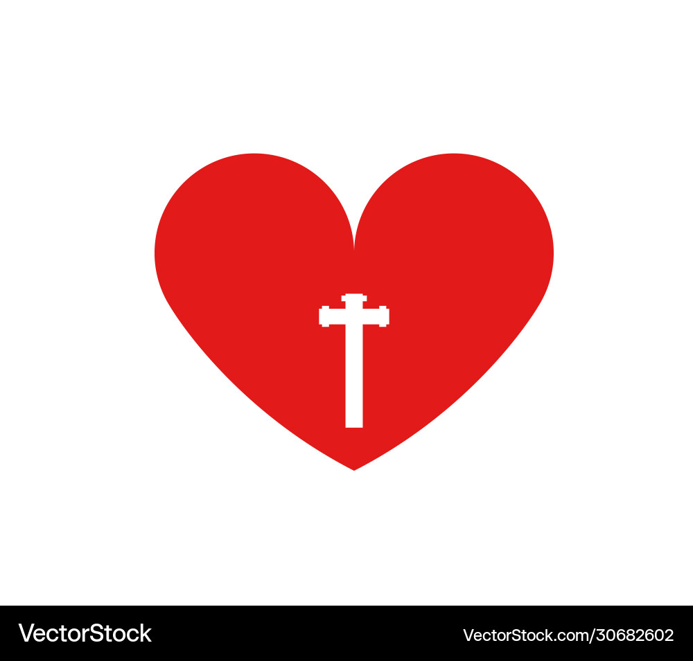 Cross heart icon in on white background Royalty Free Vector
