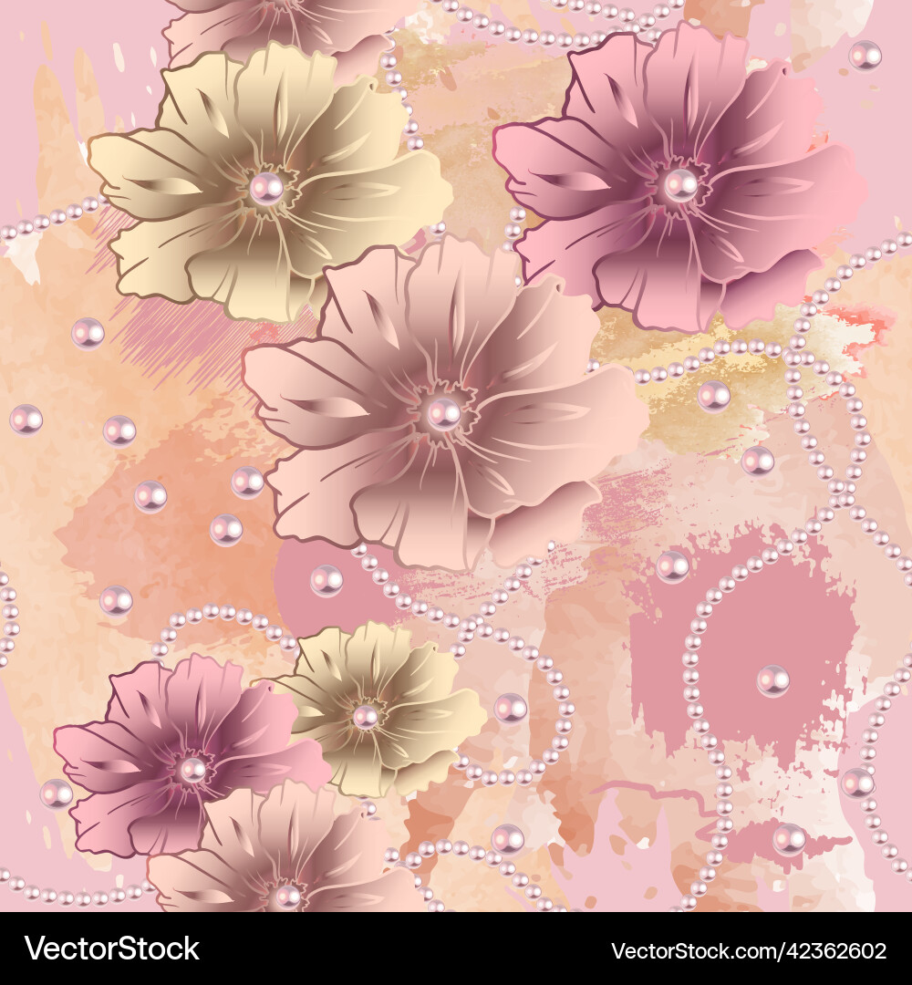 Elegance floral jewelry 3d seamless pattern Vector Image