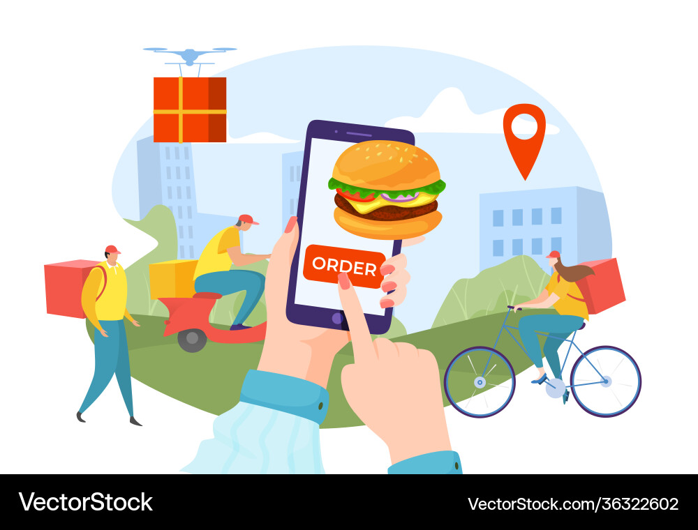 Fast food delivery online ordering internet Vector Image