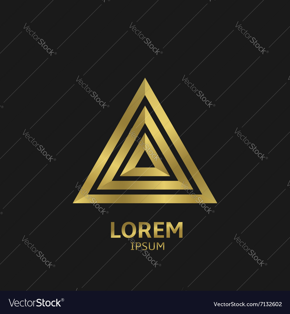 Golden triangular logo Royalty Free Vector Image
