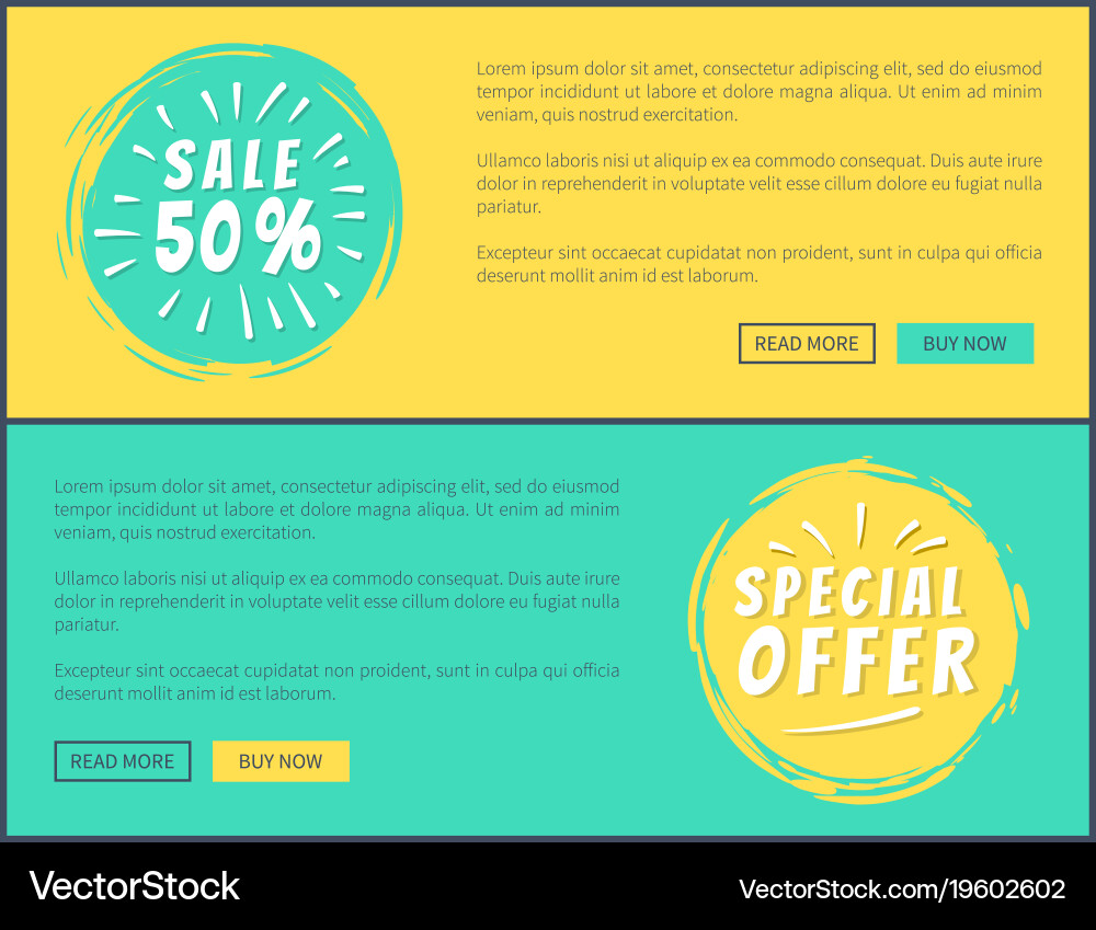 Half price special offer cards Royalty Free Vector Image