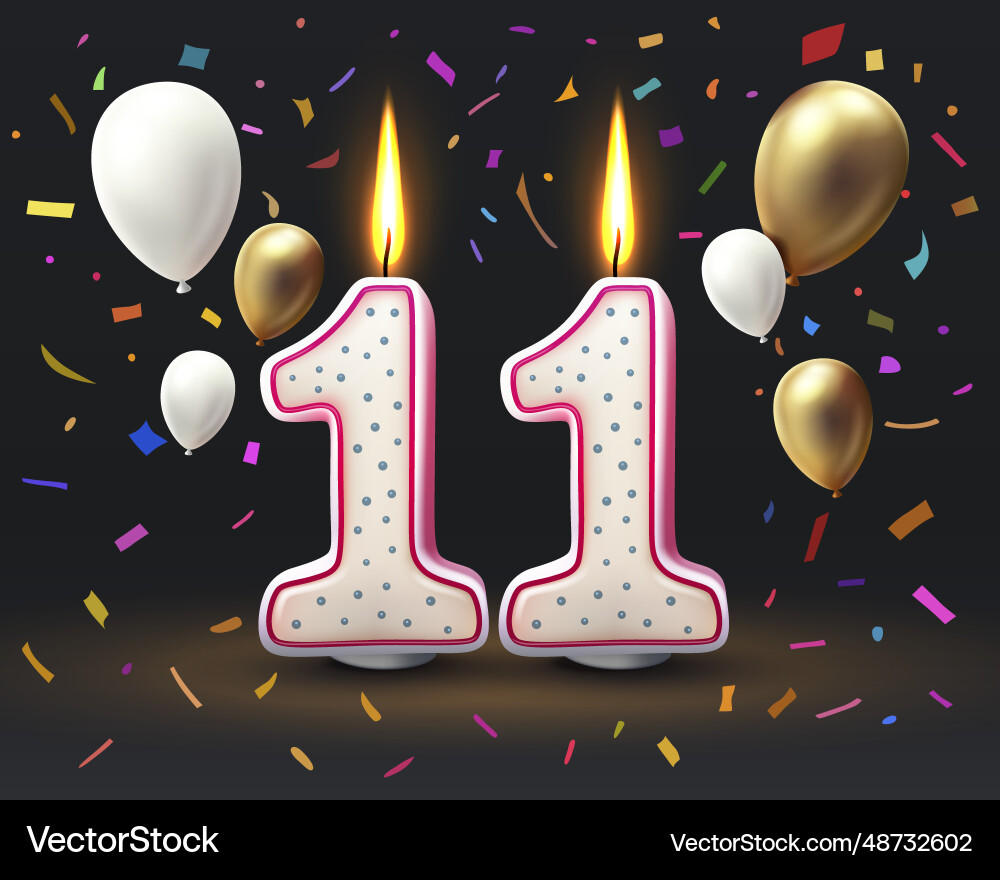 Happy birthday years 11 anniversary Royalty Free Vector