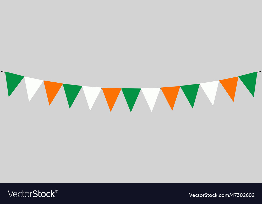 Irish bunting garland green white and orange Vector Image