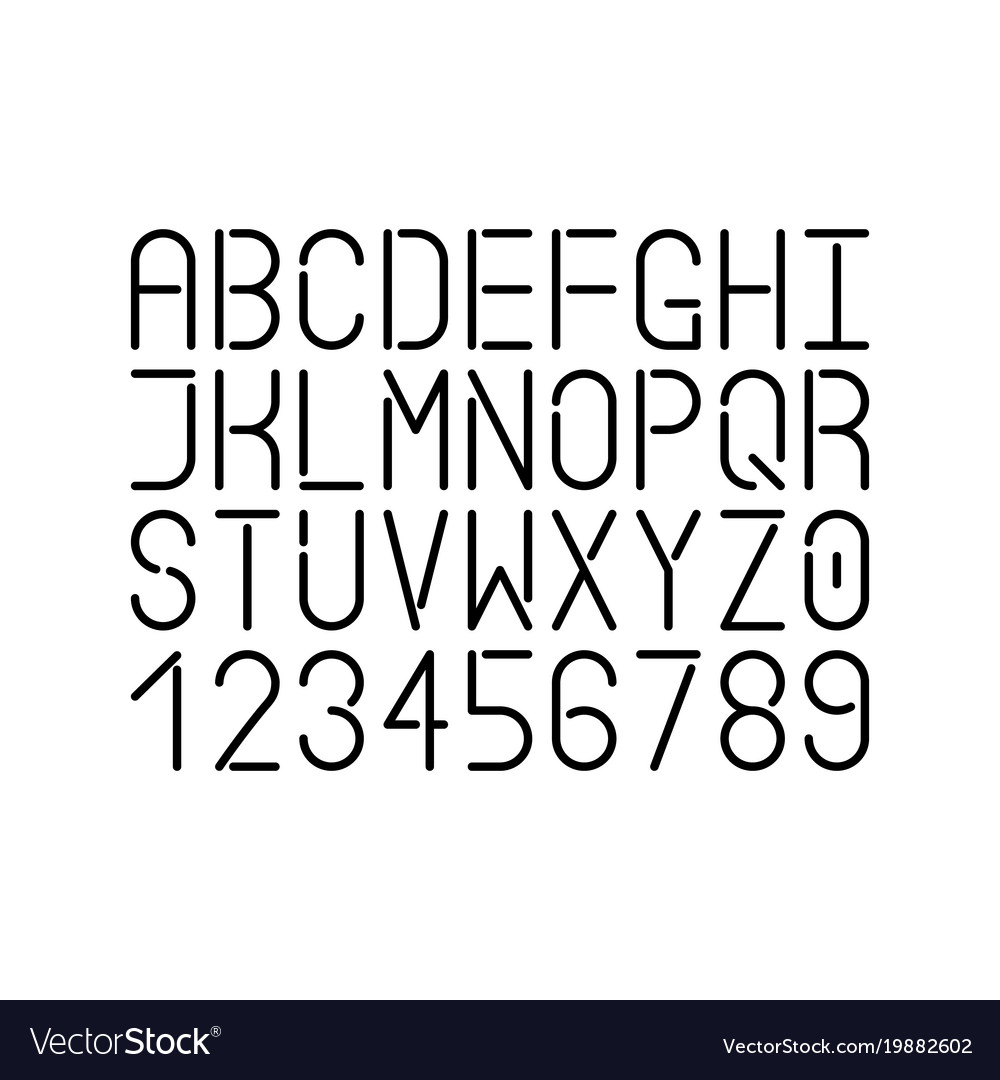 Modern Single Line Font Uppercase Letters Vector Image
