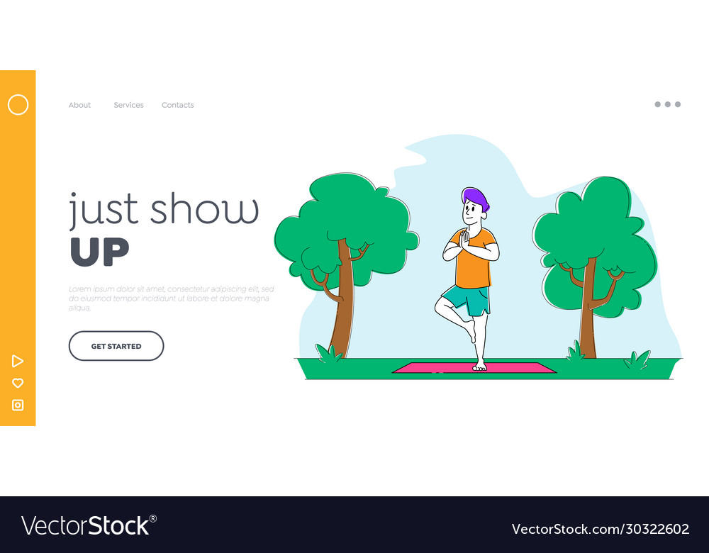 Outdoor yoga landing page template practice Vector Image Outdoor yoga landing page template practice Vector Image