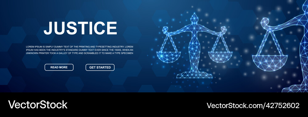 Scales polygonal horizontal banner justice low Vector Image