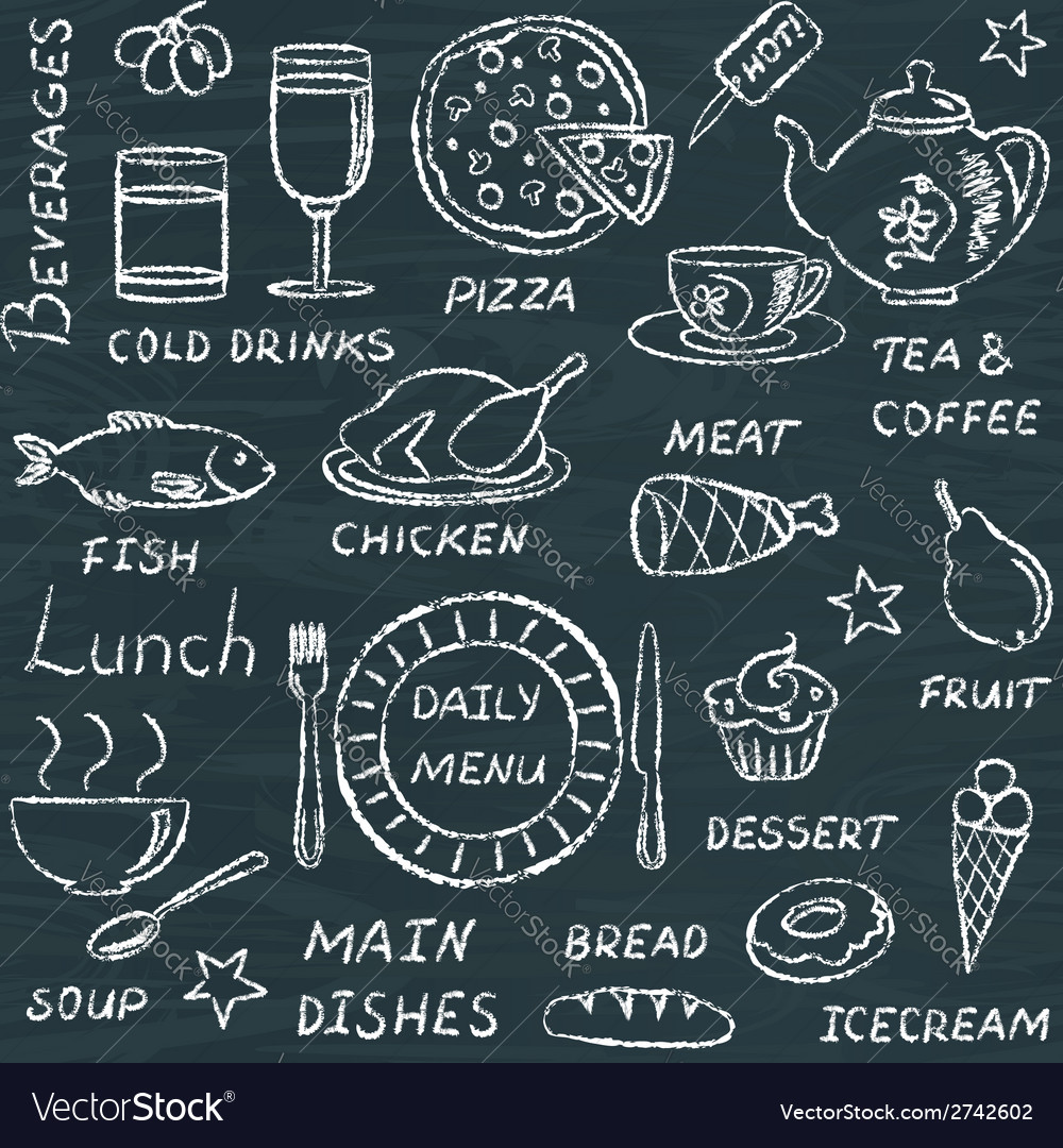Seamless pattern with doodle menu elements Vector Image