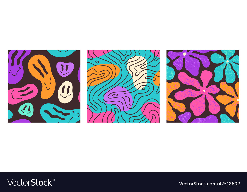 Seamless patterns with abstract elements Vector Image