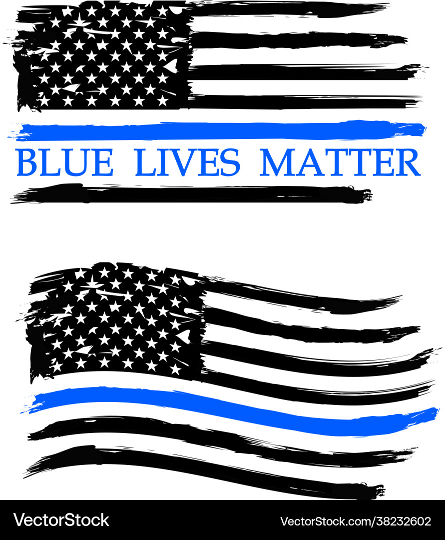Thin blue line us flag police blue line Royalty Free Vector