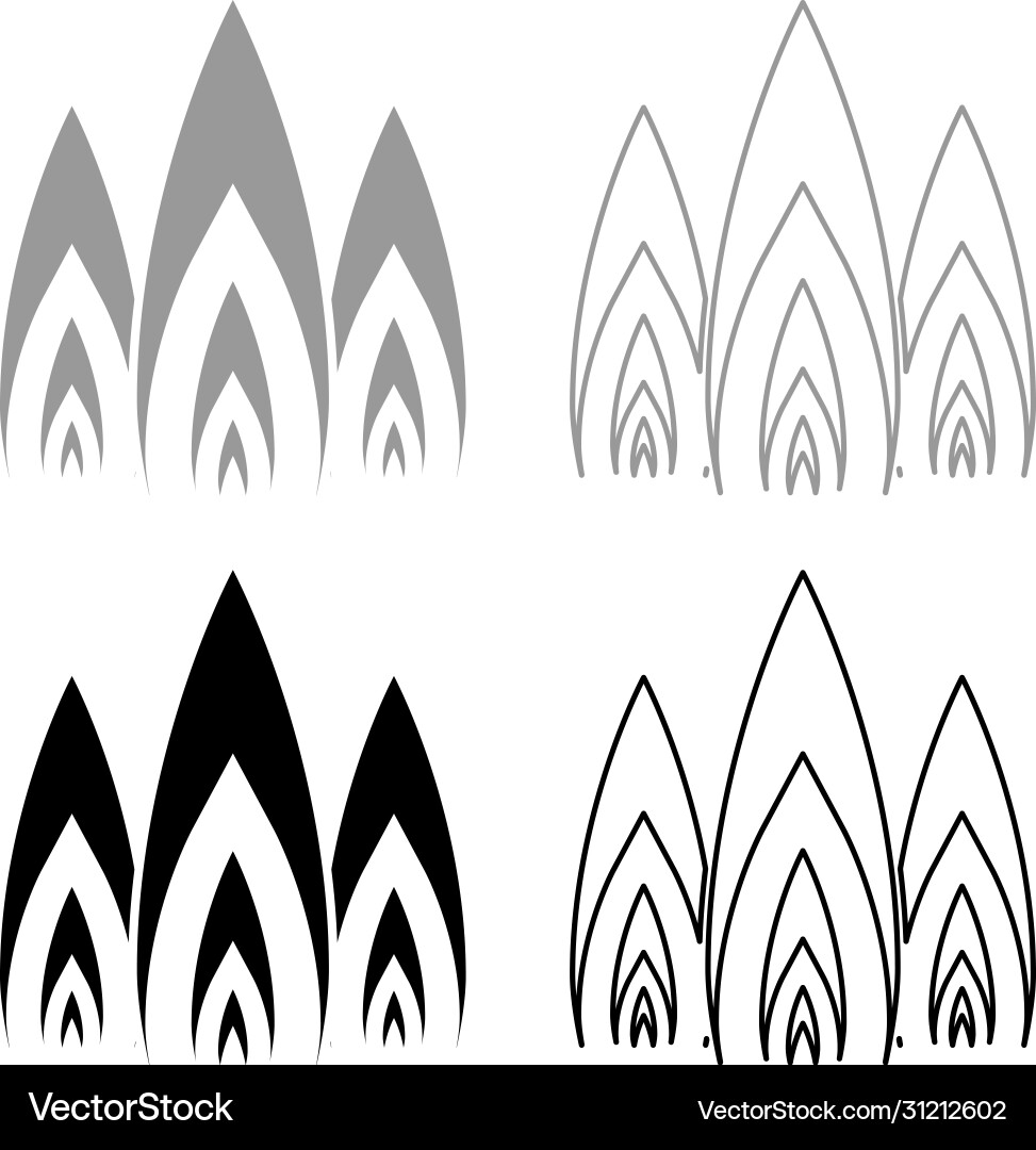 Three flame fire burn bonfire 3 tongues icon Vector Image