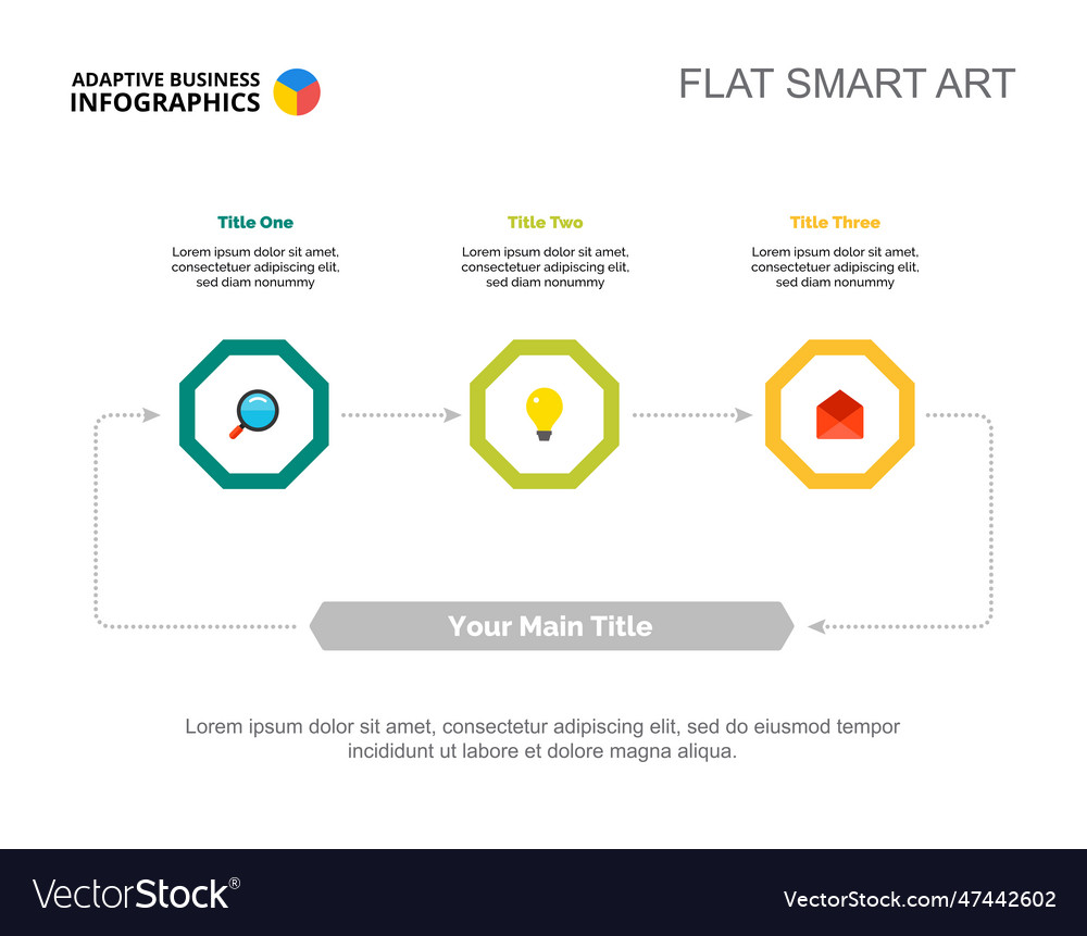 Three steps cycle slide template Royalty Free Vector Image Three steps cycle slide template Royalty Free Vector Image