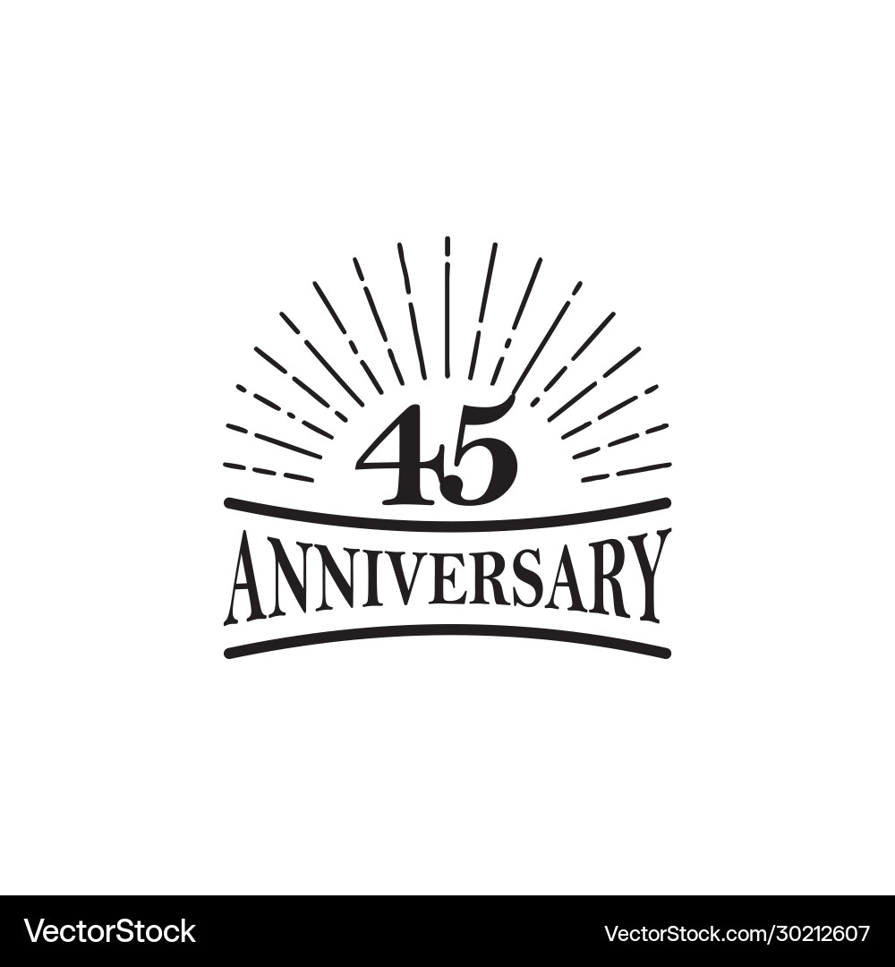 45th year anniversary emblem logo design template Vector Image