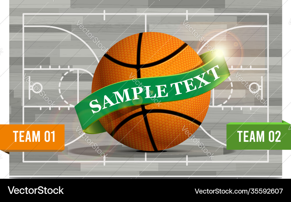 Basketball field with a ball Royalty Free Vector Image