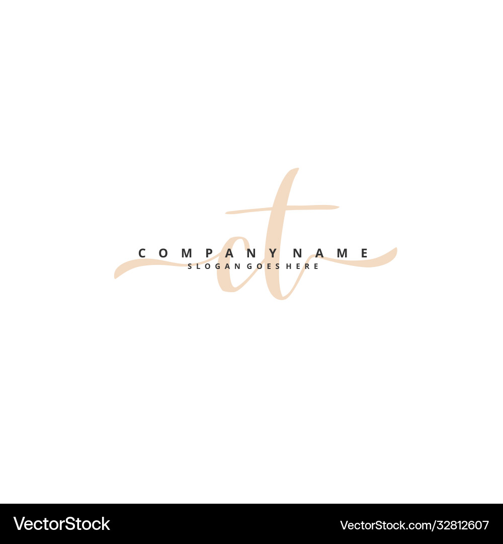 C t ct initial handwriting and signature logo Vector Image