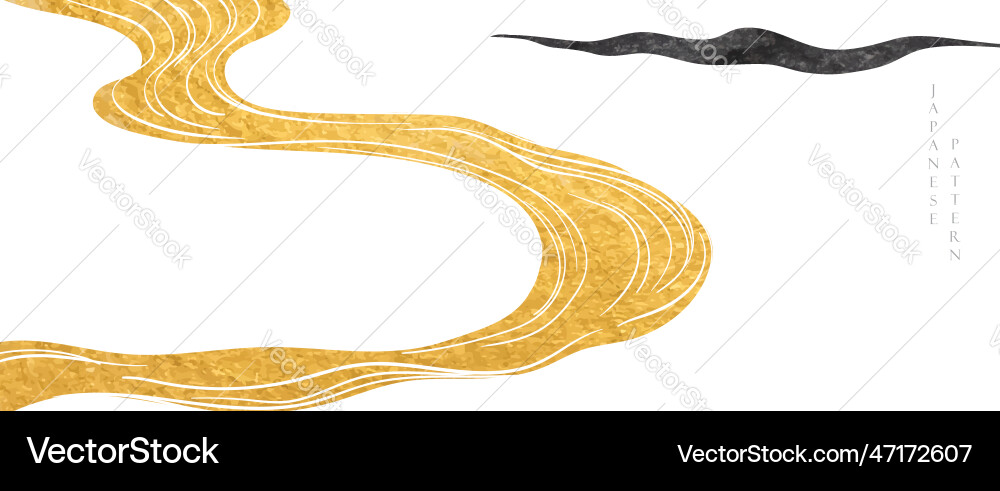 Chinese wave decorations with gold and black Vector Image