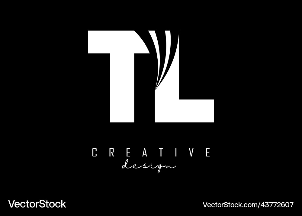 Creative white letters tl t l logo with leading Vector Image