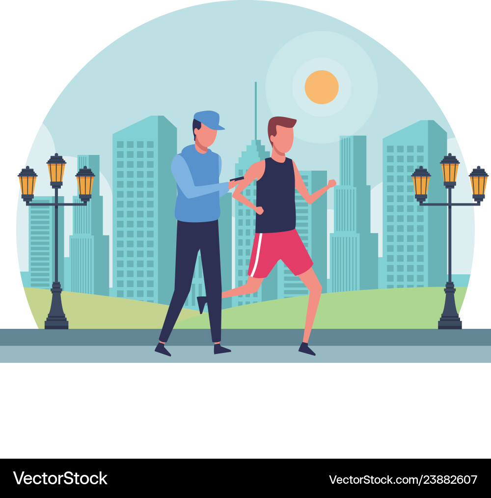 Faceless guys sports running Royalty Free Vector Image