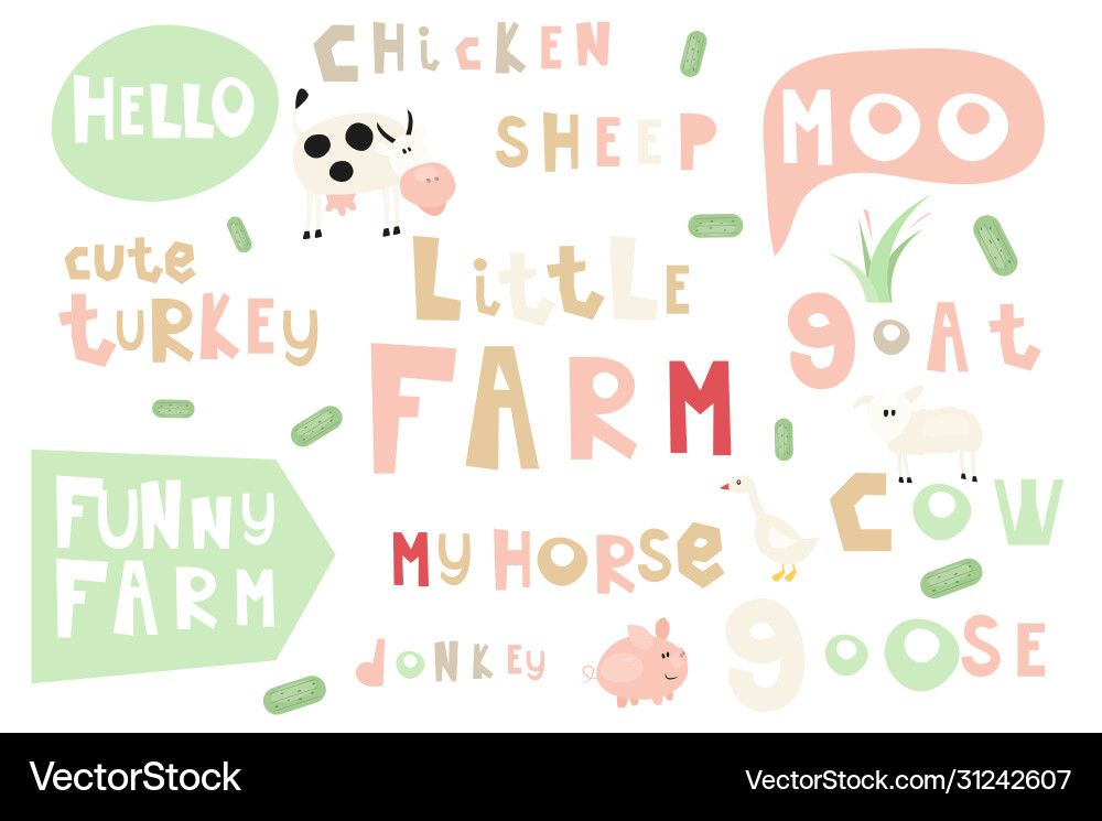 Farm words and phrases Royalty Free Vector Image