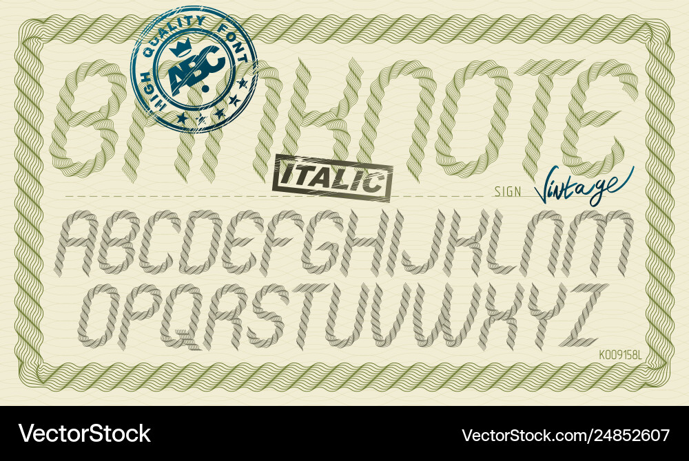 Font from a to z created using guilloche ornate Vector Image