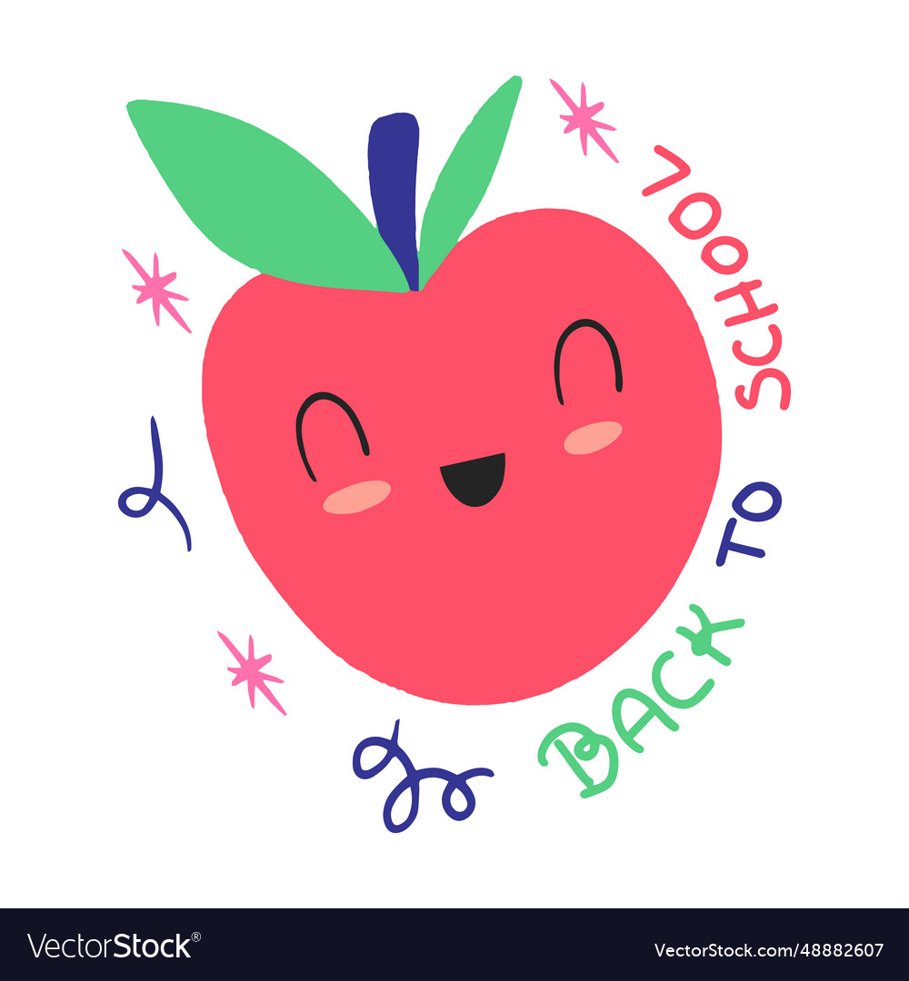 Happy apple cute Royalty Free Vector Image - VectorStock
