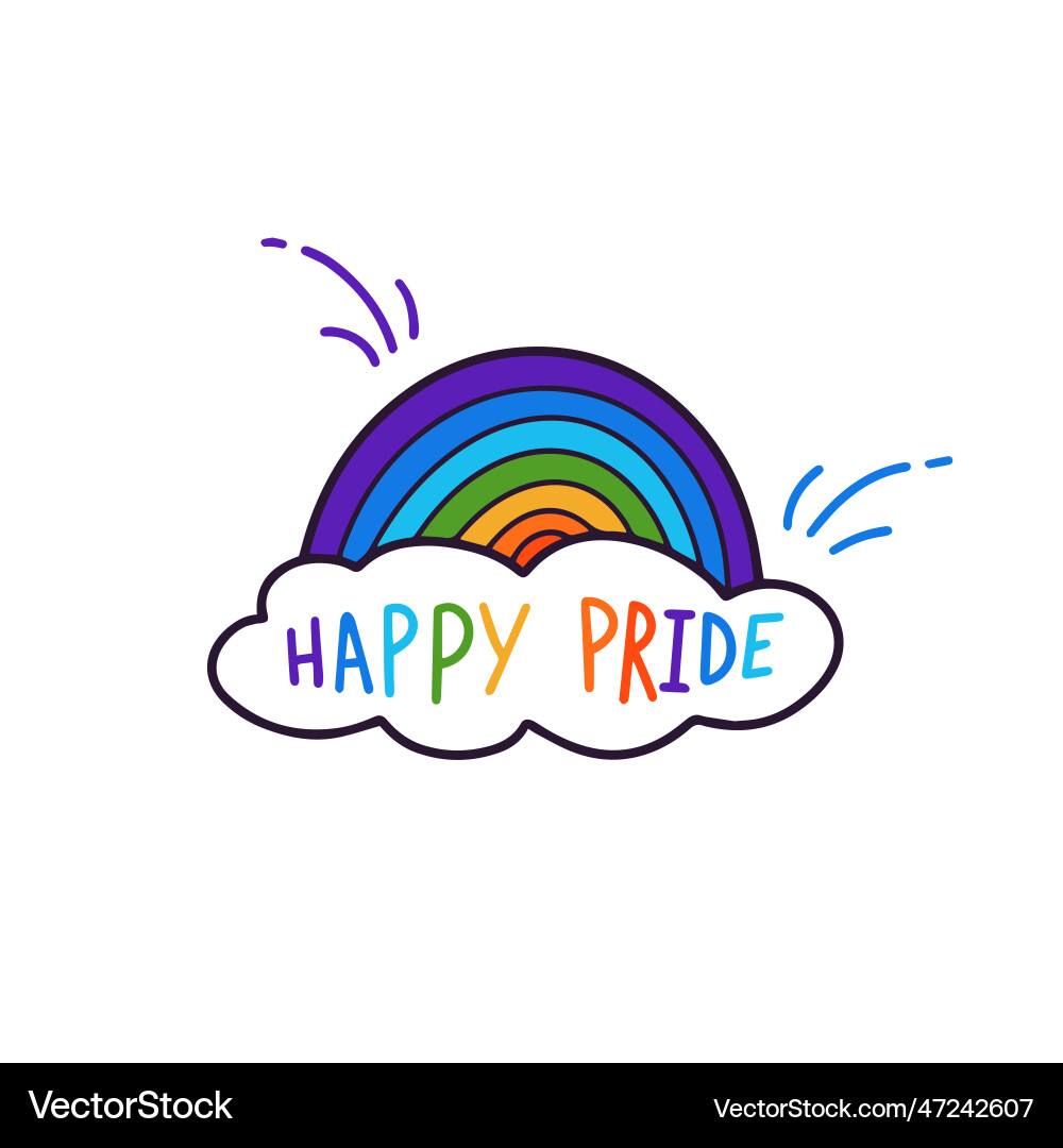 Happy pride color hand lettering with rainbow Vector Image