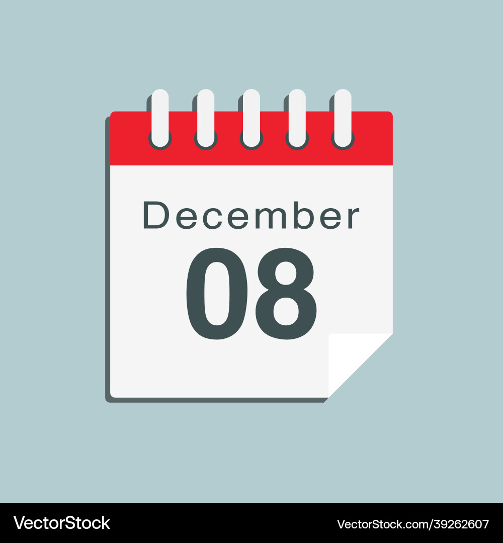 Icon day date 8 december template calendar page Vector Image