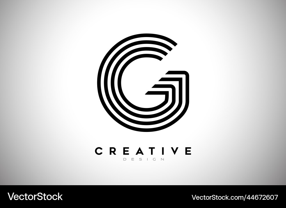 Lines letter g logo with black and monogram Vector Image