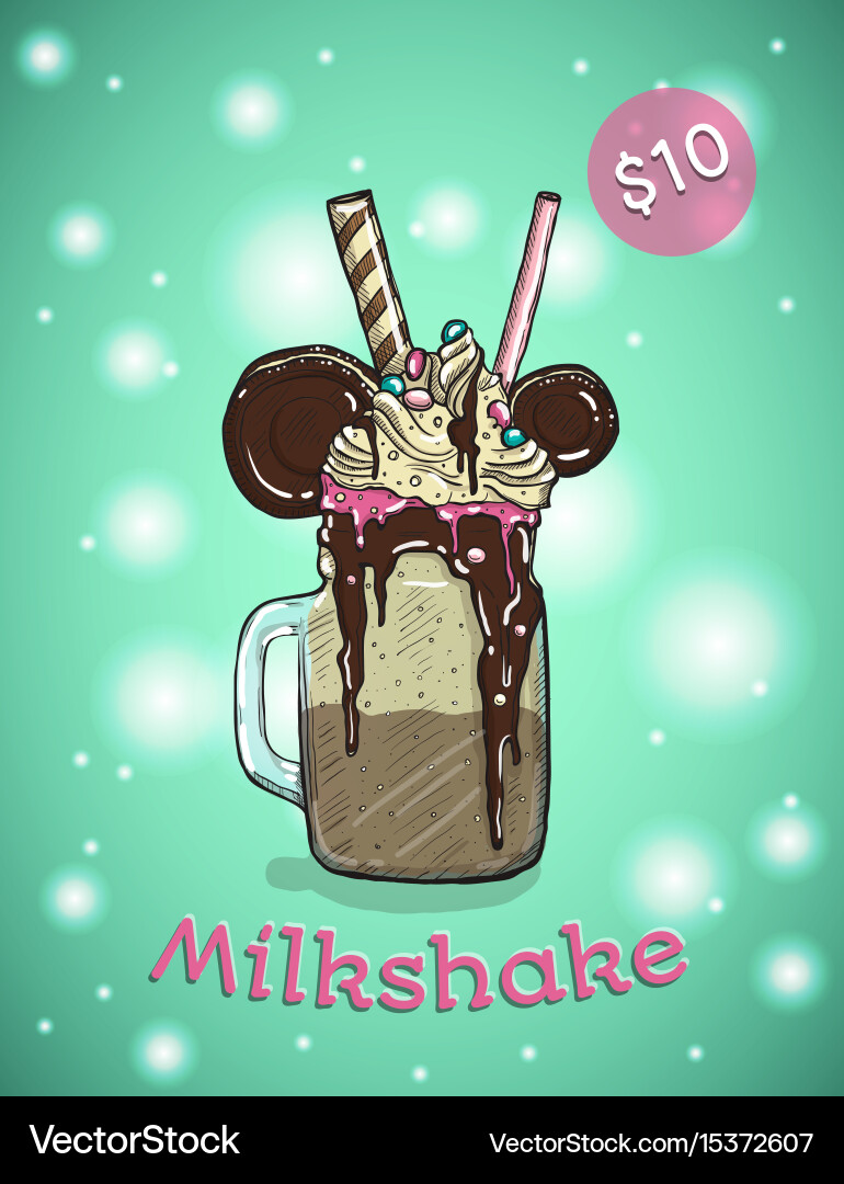 Monstershake in cartoon style crazy milkshake Vector Image