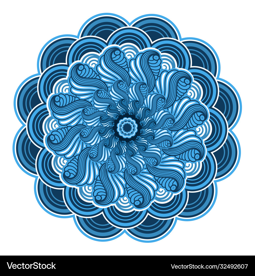 Ornamental mandala blue color design isolated Vector Image