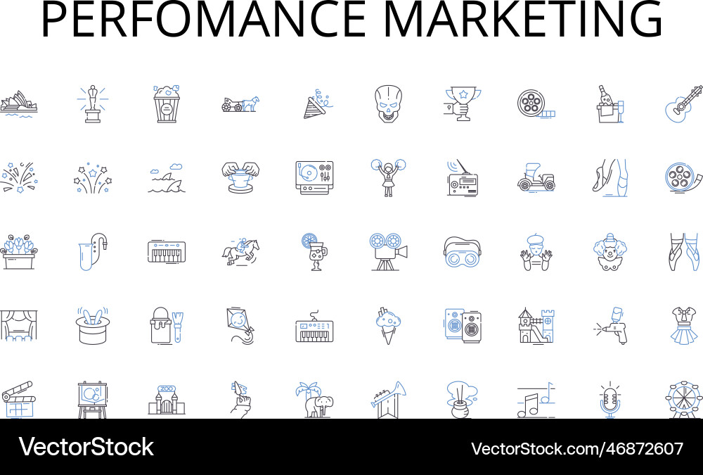 Performance marketing line icons collection Vector Image
